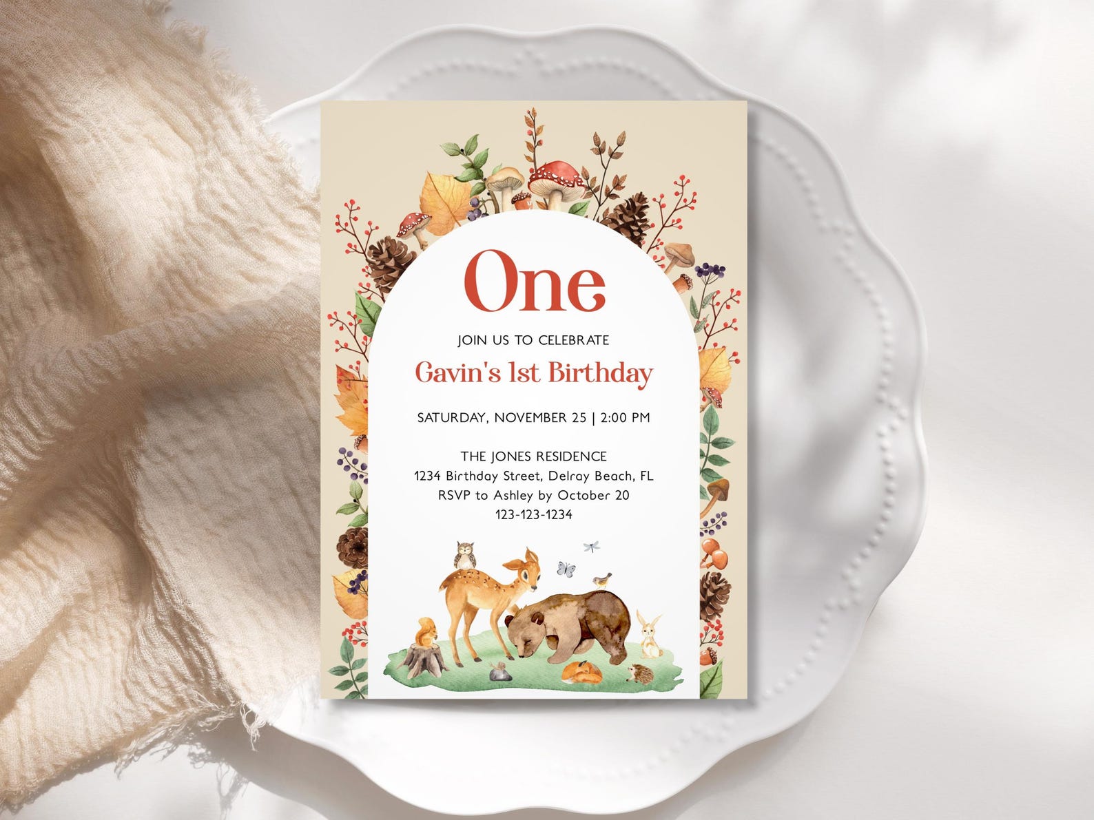 Woodland Birthday Invitation, Forest Animal Birthday Template ...