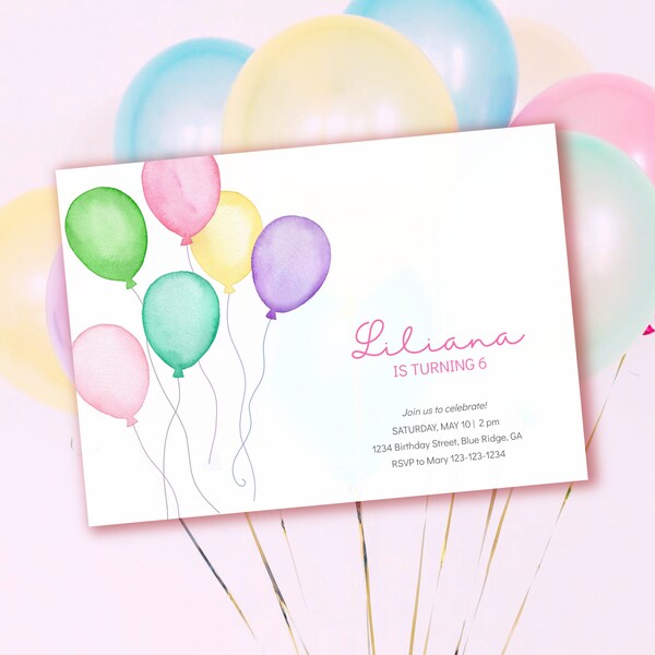 Balloon Invitation - Etsy