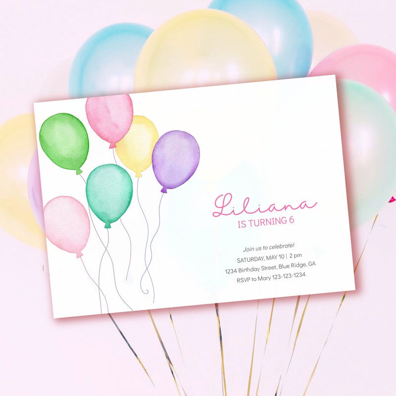 Balloon Party Invite - Etsy