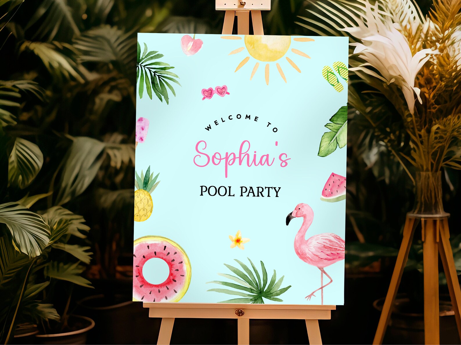 Editable Pool Party Birthday Welcome Sign, Pool Party Decor, Fully ...