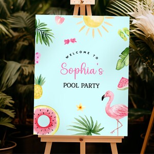 Editable Pool Party Birthday Welcome Sign, Pool Party Decor, Fully ...