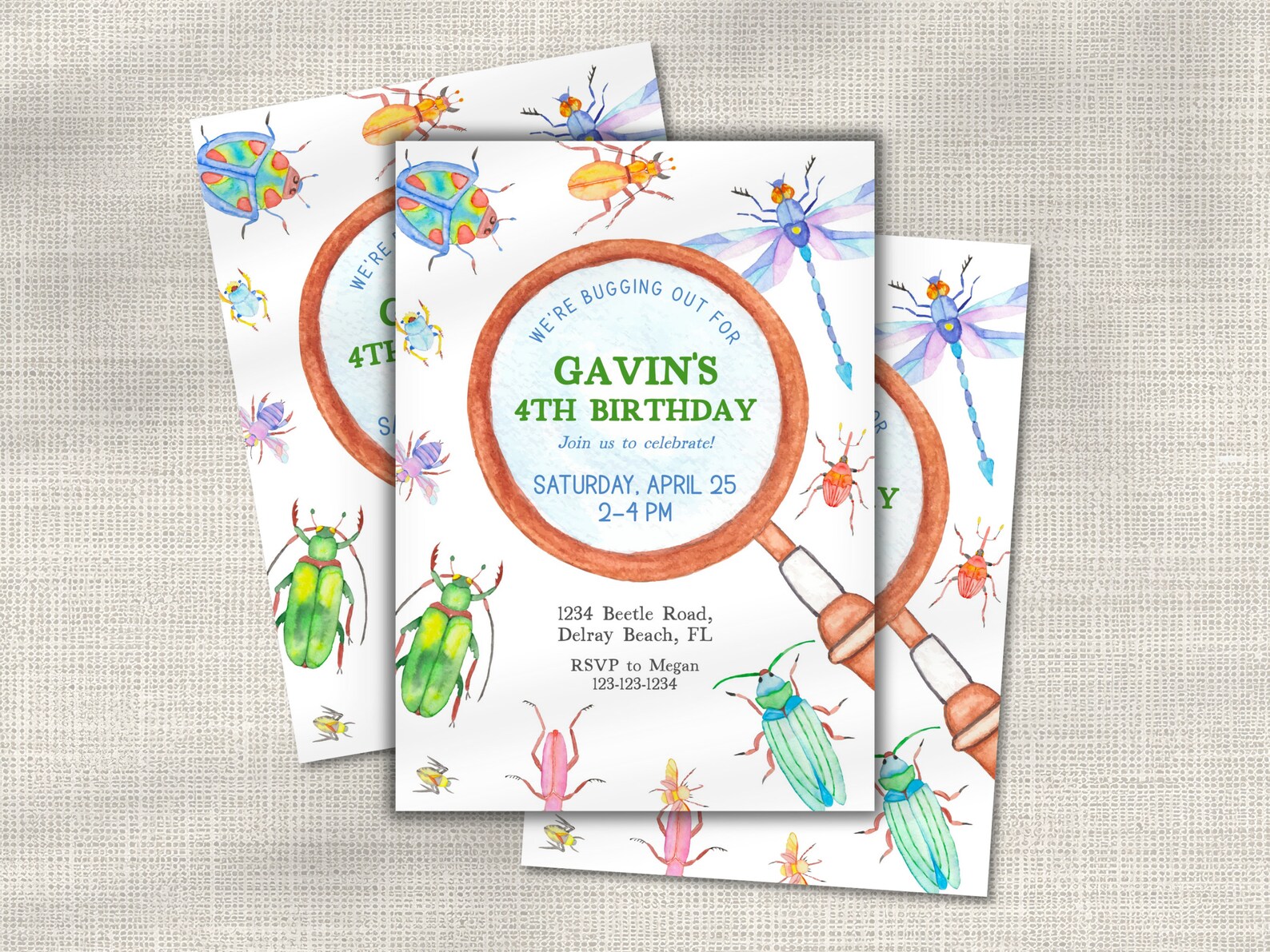 Editable Bug Birthday Invitation, Insect Party Invite, Fully Editable ...