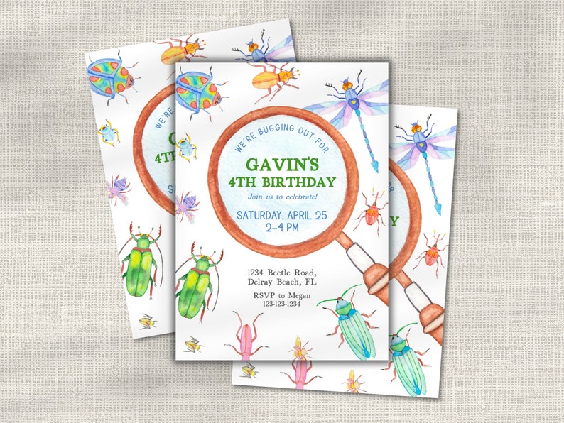 Editable Bug Birthday Invitation, Insect Party Invite, Fully Editable ...