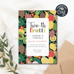 Two-tti Frutti Birthday Invitation Template, Tutti Frutti Party Invite ...
