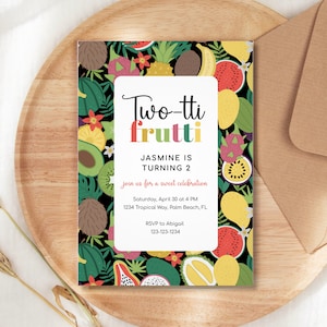 Two-tti Frutti Birthday Invitation Template, Tutti Frutti Party Invite ...