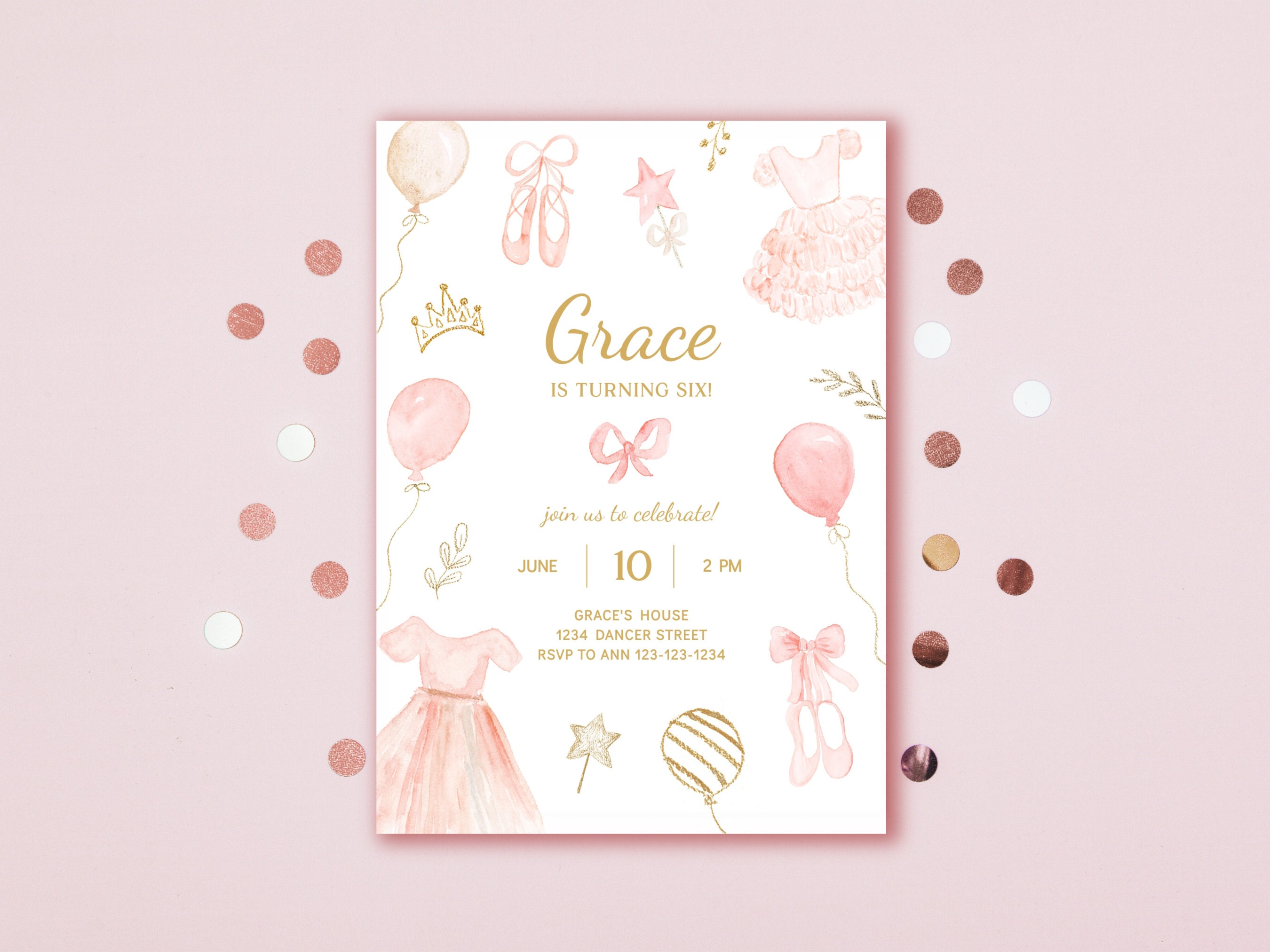 Editable Ballerina Birthday Invitation, Ballet Party Invite, Ballerina ...