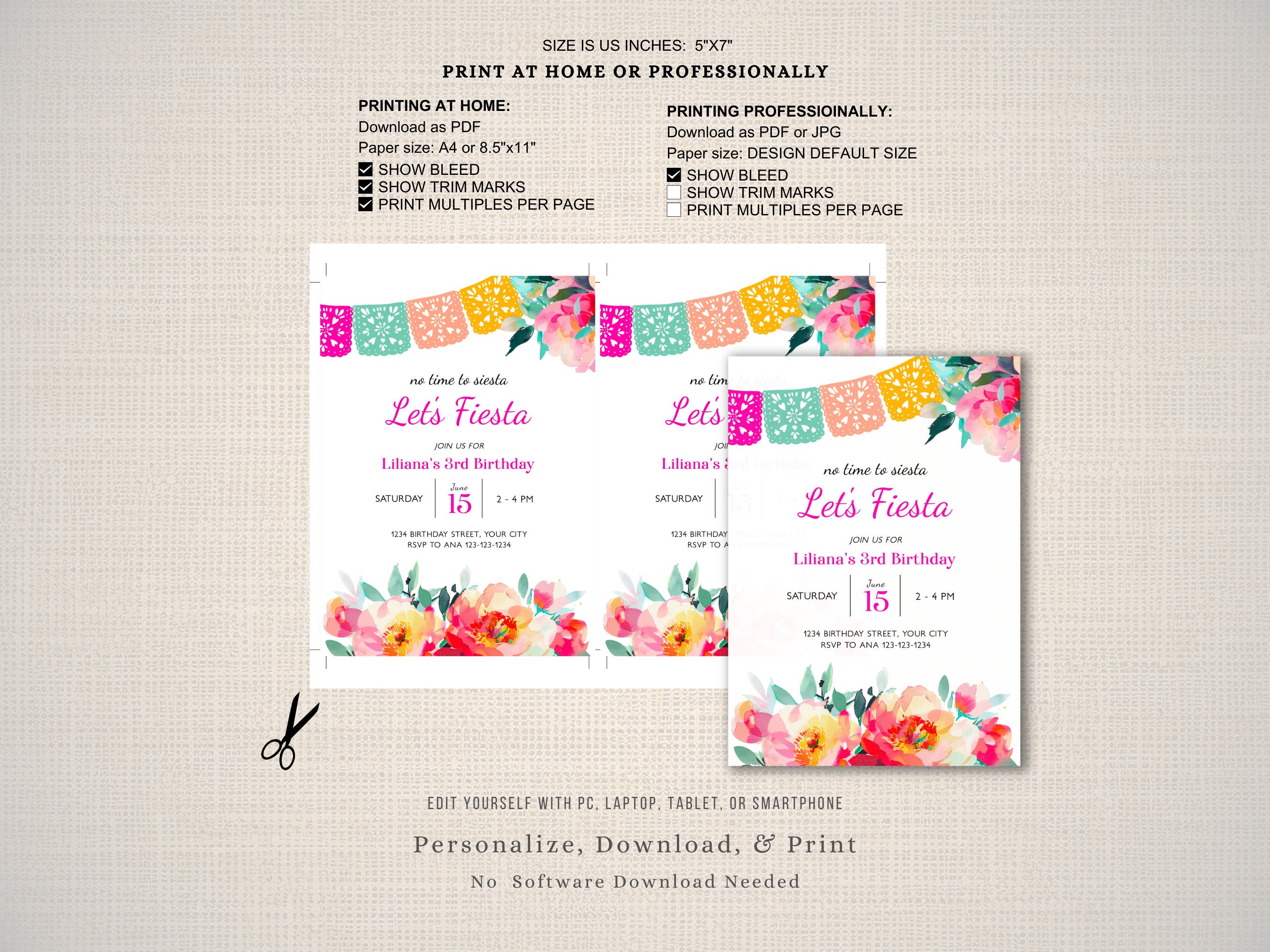 EDITABLE Fiesta Birthday Invitation, Fiesta Birthday Template ...