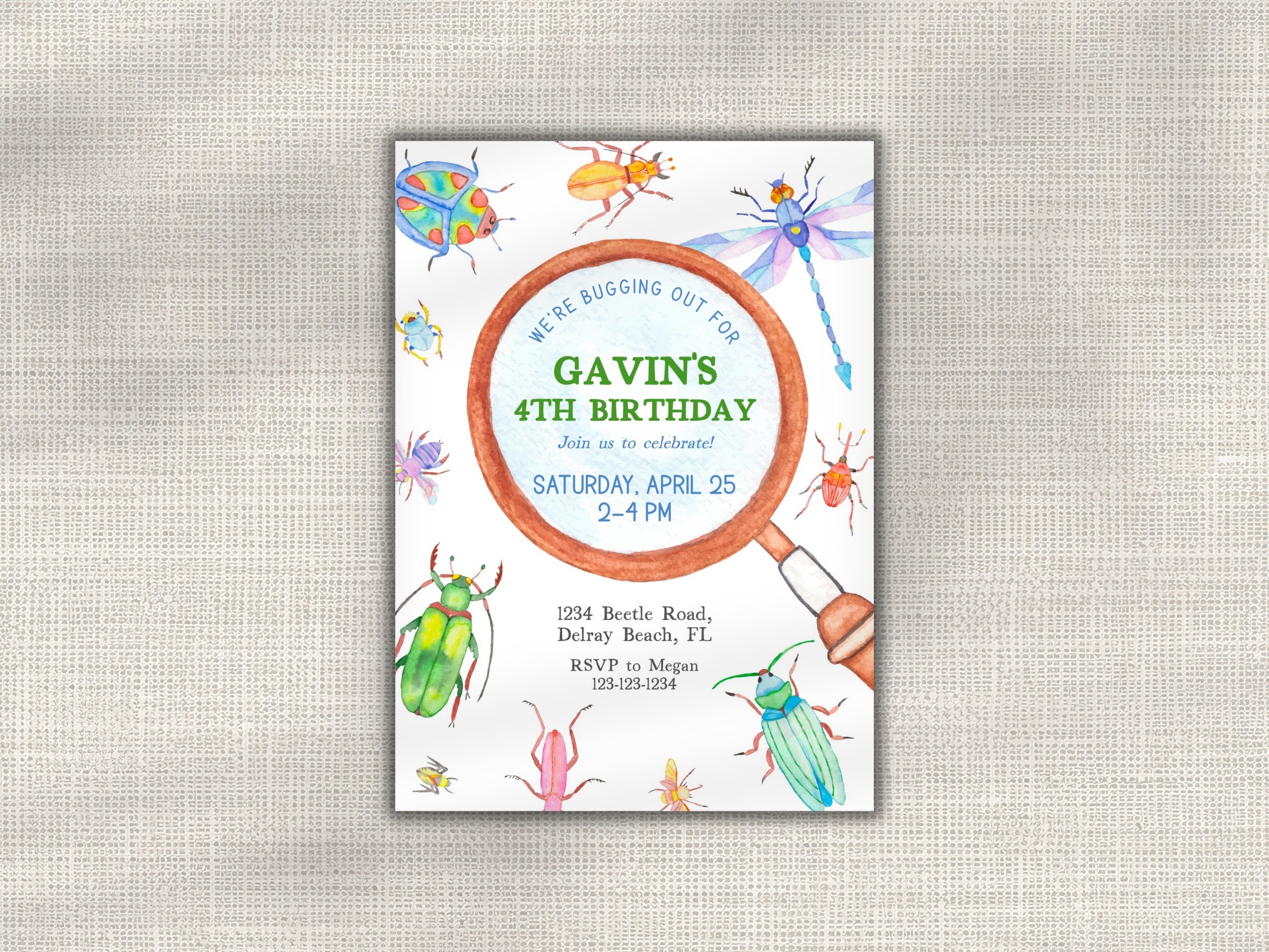 Editable Bug Birthday Invitation, Insect Party Invite, Fully Editable ...