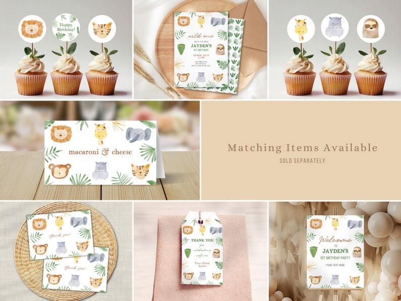 Editable Wild One Party Favor Tag, Zoo Animal Gift Tag, Printable Favor ...