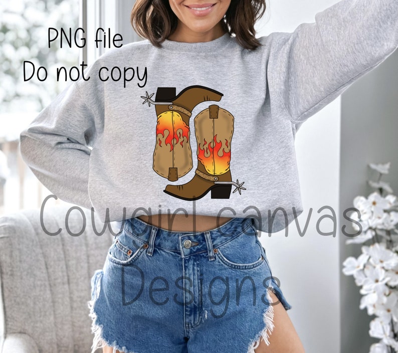 Flaming Cowboy Boots PNG File - Etsy