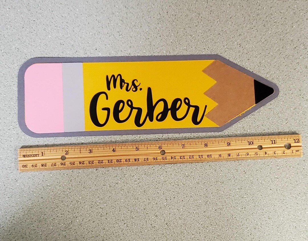 Custom Cardstock Teacher Name Decor Pencil Shaped - Etsy