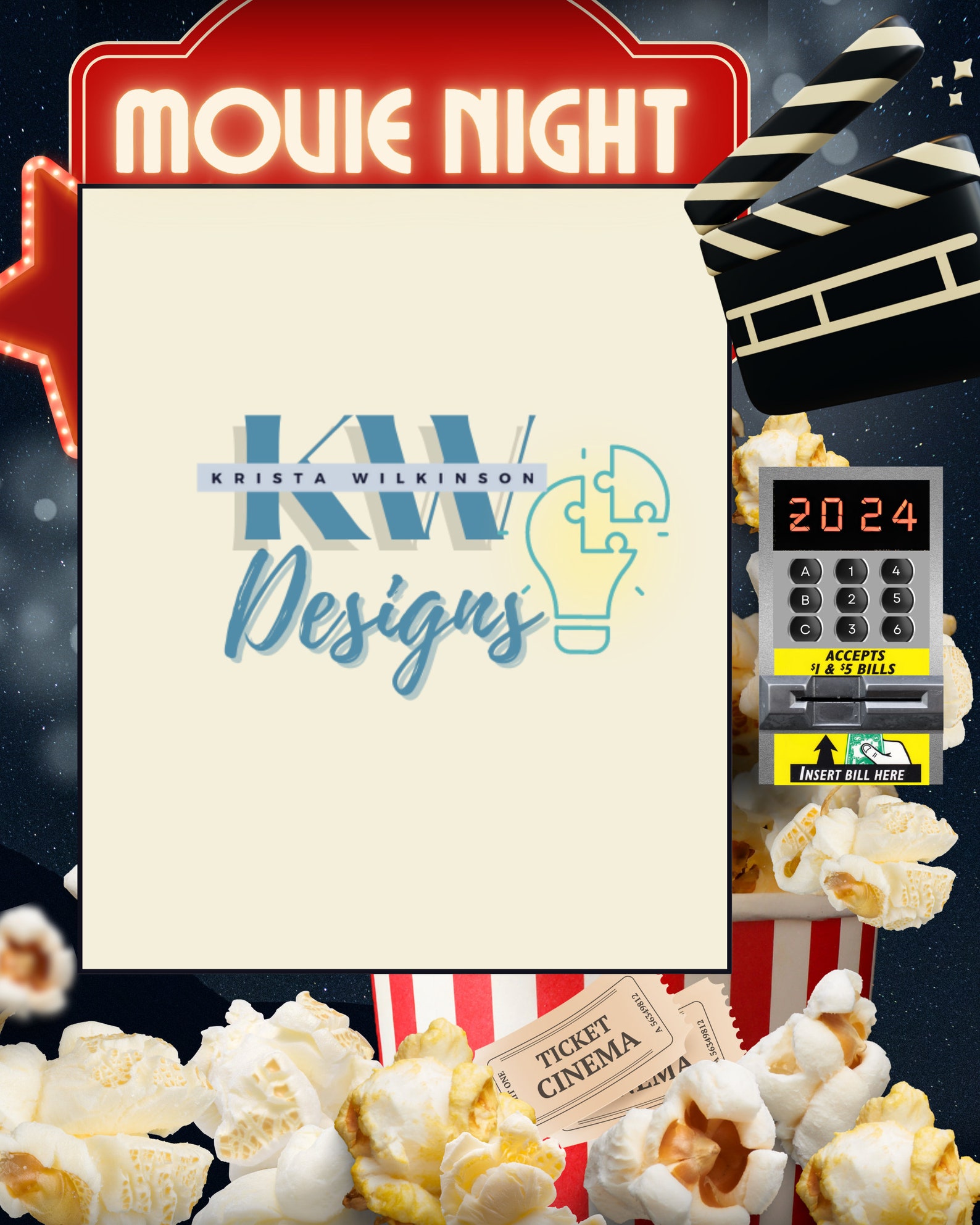 Movie Night Snack Vending Machine Box Template - Etsy