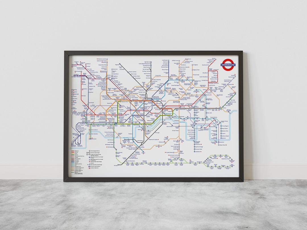 London Underground Tube Map Large Poster Art Print Ready-to-hang Canvas ...