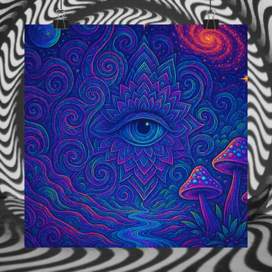 Trippy Art Decor, Psychedelic Wall Art, Bohemian Room Decor, Spiritual ...