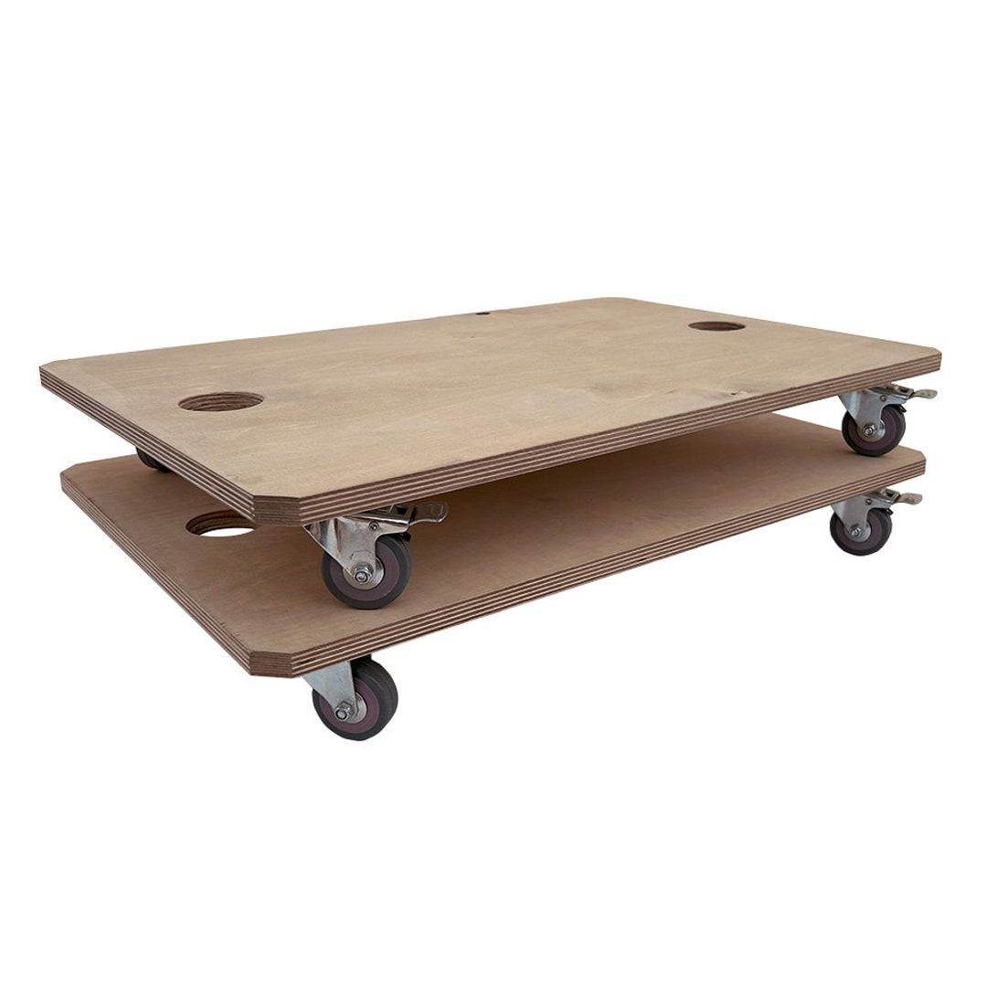 Rectangle Wooden Platform Moving Furniture Dolly 2 Pack Rolling Wheels ...