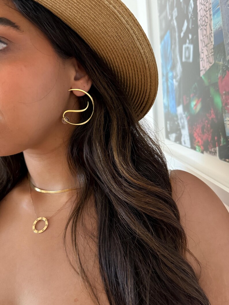 18k Gold Plated Sterling Silver Abstract Earrings: Modern Glass Bubble ...