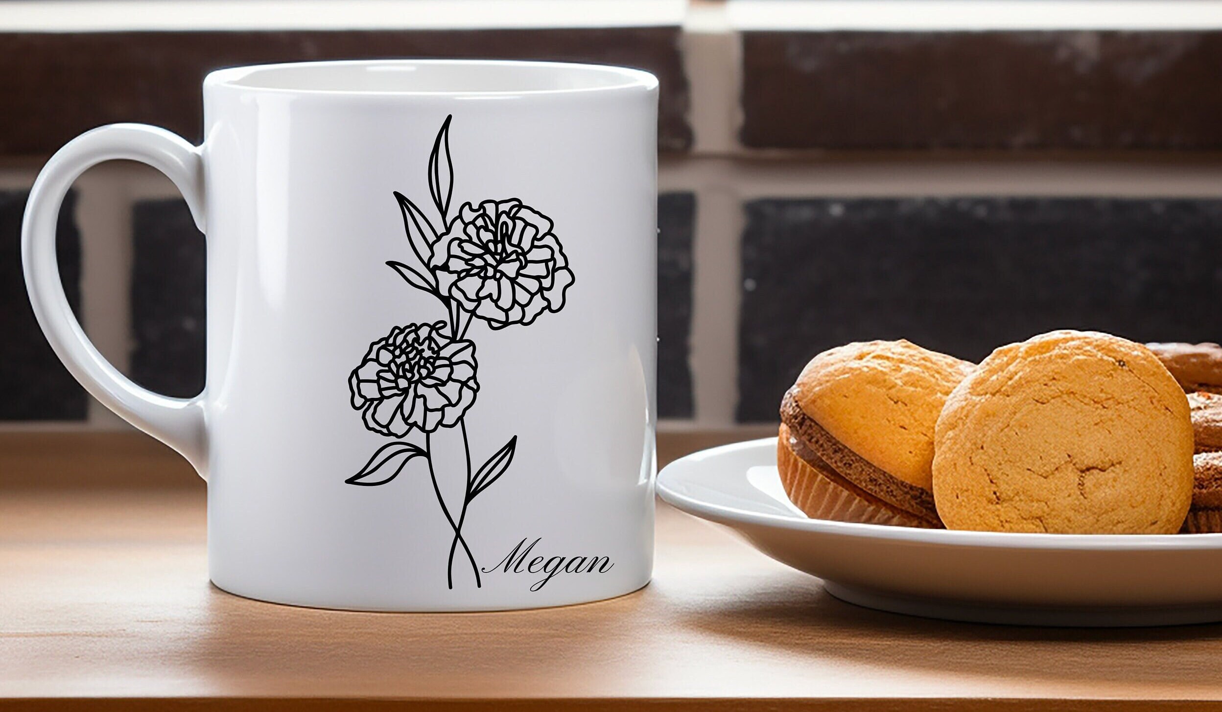 Personalized Birth Flower Coffee Cup With Name ,personalized Birth ...