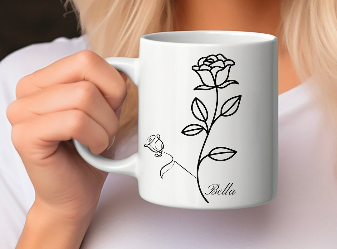 Personalized Birth Flower Coffee Cup With Name ,personalized Birth ...