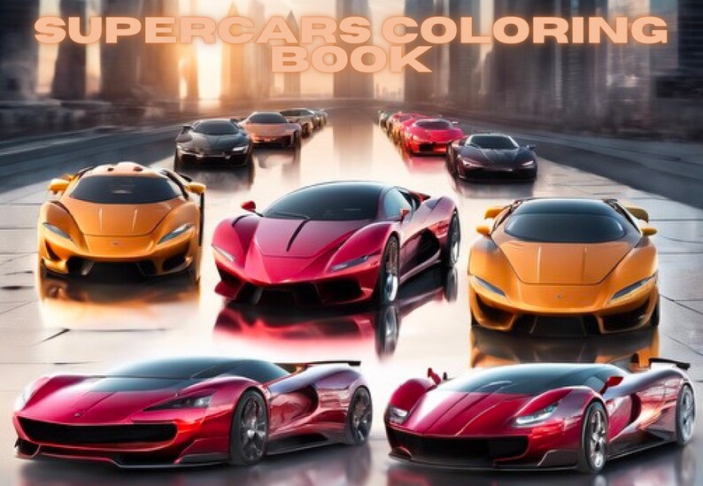 Supercars Coloring Book - Etsy