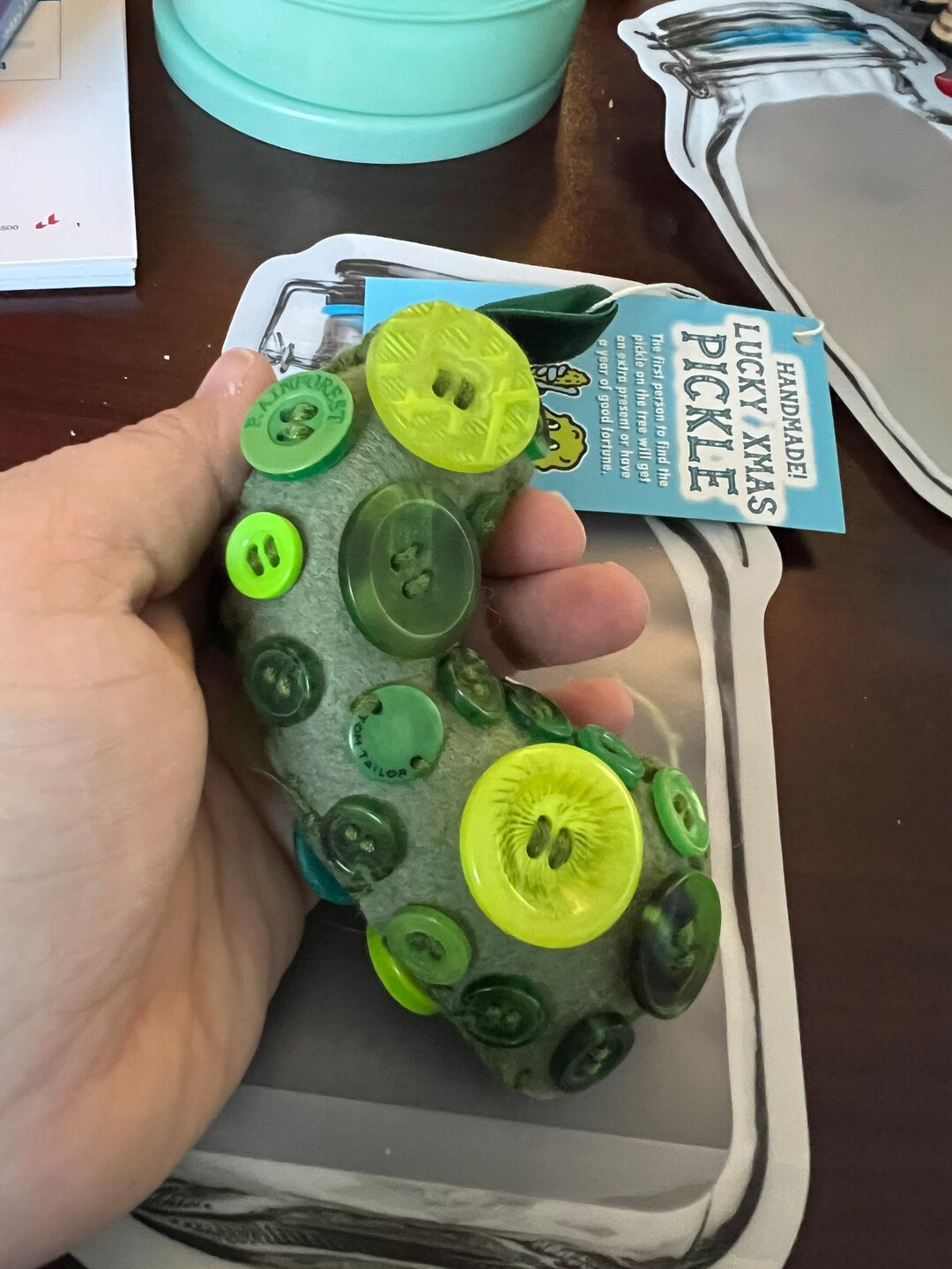 Your Lucky Pickle Xmas Christmas Felt Ornament One of a Kind Green With ...