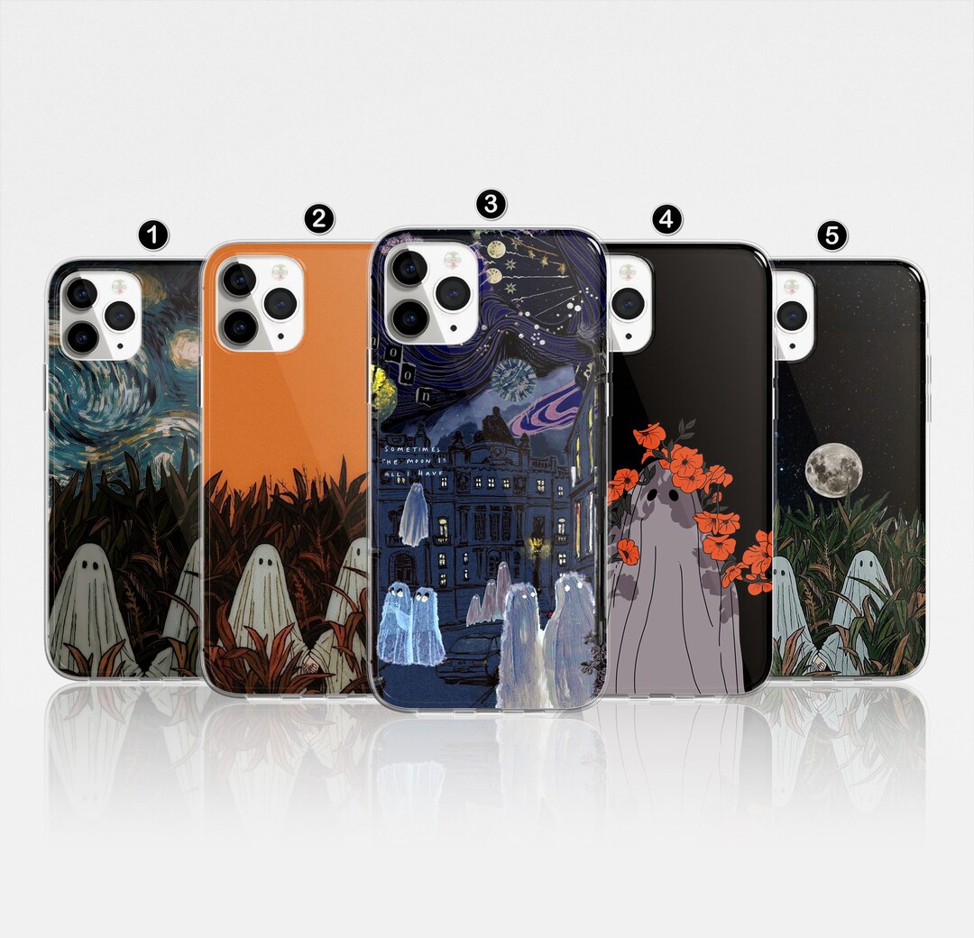 Ghost Phone Case Spooky Halloween Cover for iPhone 16 Pro Max, 15 Plus ...