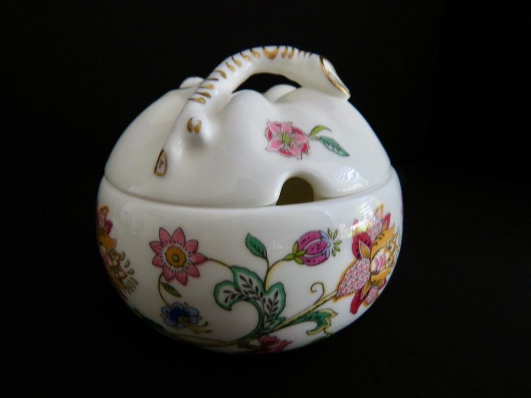 Honey Pot and Lid, Minton Haddon Hall, Gold Edge. Made in England ...