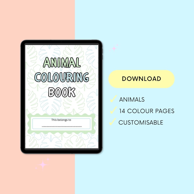 Digital Animal Colouring Book - Etsy
