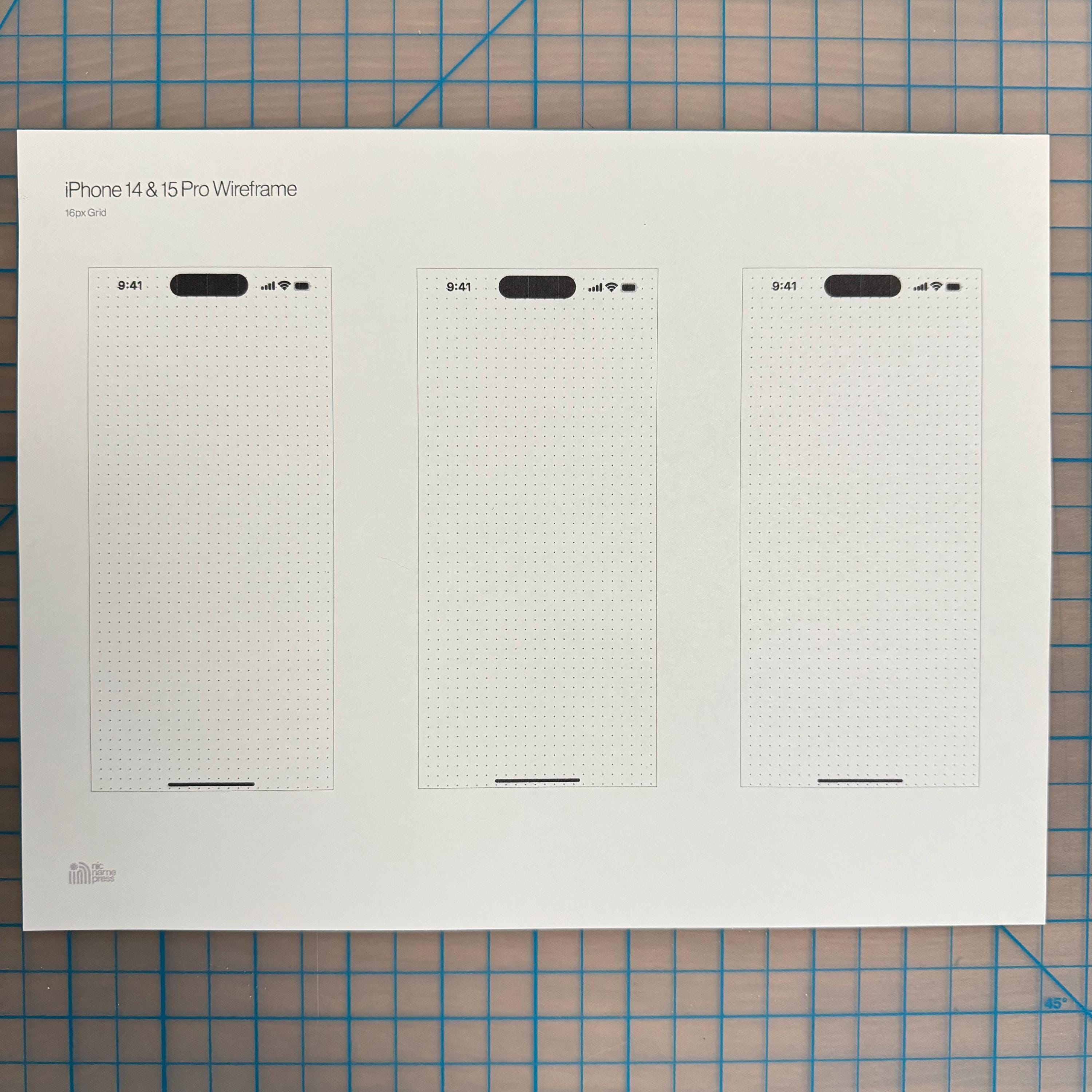 IPhone 15 Pro & 14 Pro Wireframe Template: UX/UI Sketching PDF With ...