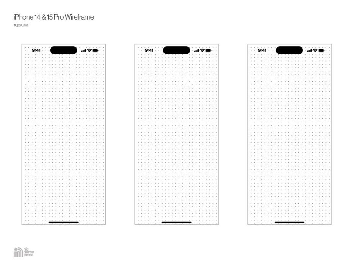 IPhone 15 Pro & 14 Pro Wireframe Template: UX/UI Sketching PDF With ...