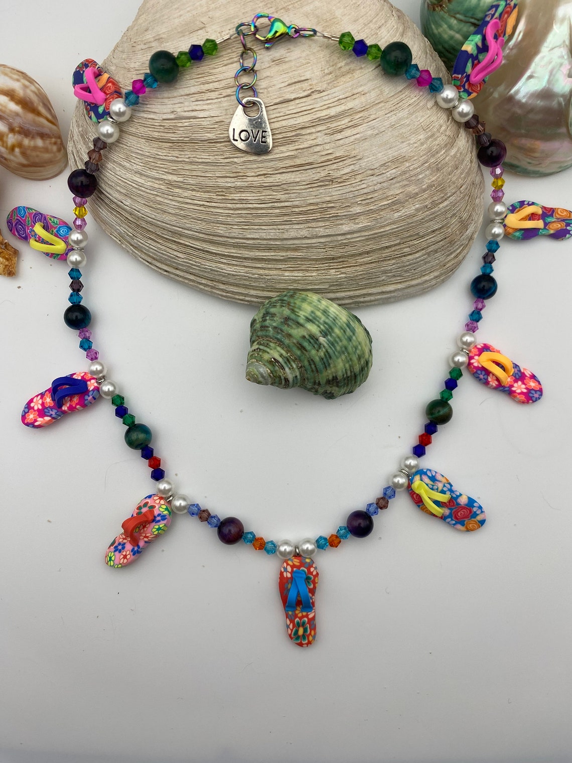 Flip Flop Necklace Beach Day Theme Beaded Necklace - Etsy