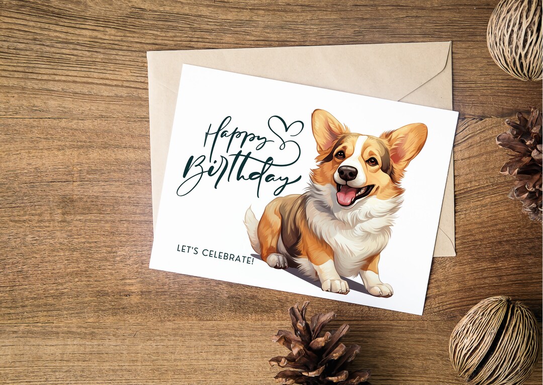 Happy Birthday Corgi Card - Etsy