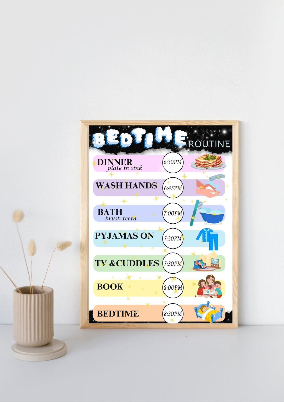 Bedtime/ Night Time Routine A3 Poster-schedule/planner/kids - Etsy