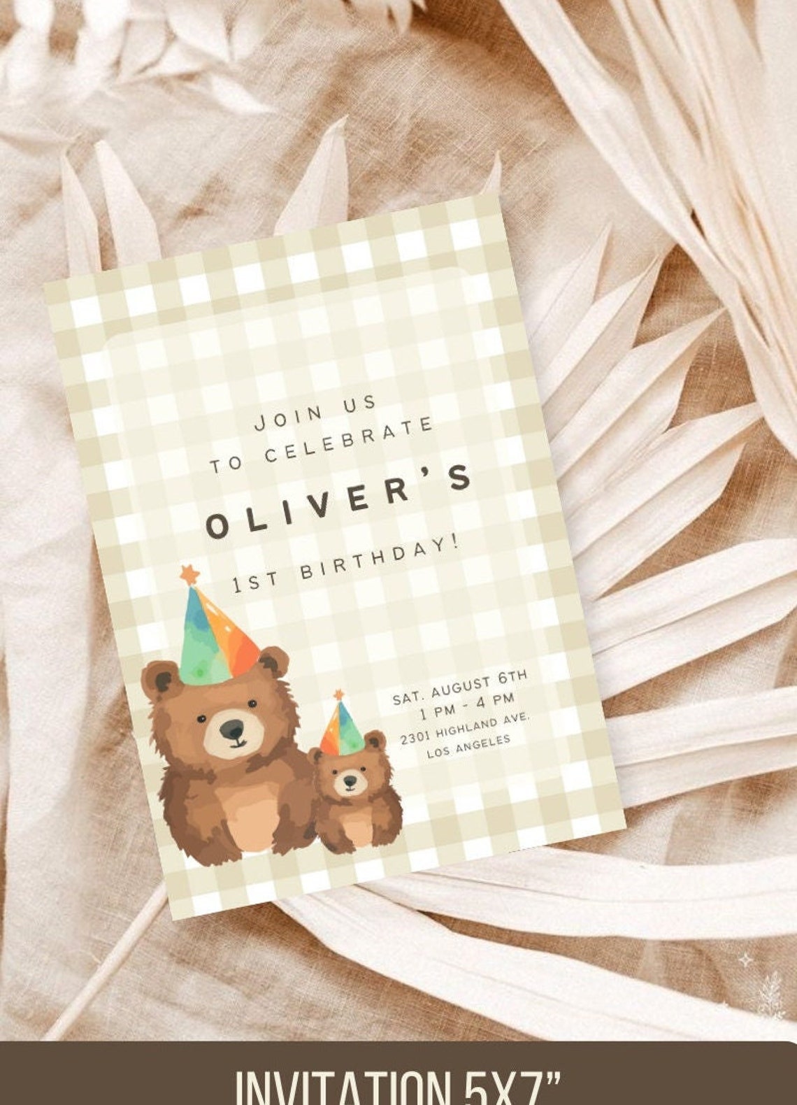 Birthday Bundle Bear Theme Invitation, Photo Banner, 1st Birthday ...