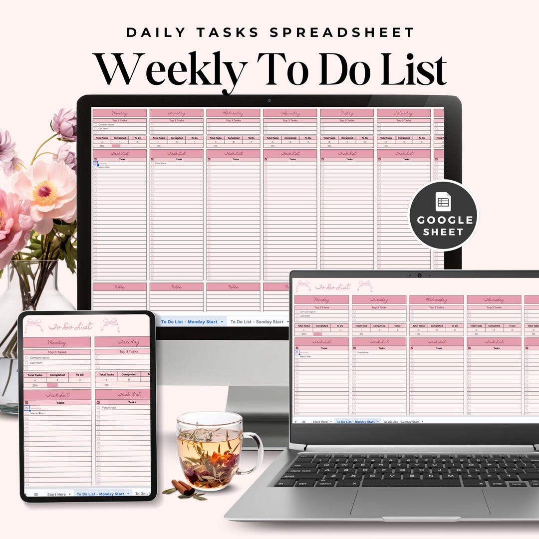 Weekly to Do List Google Sheet Spreadsheet, Priority Task Manager ...
