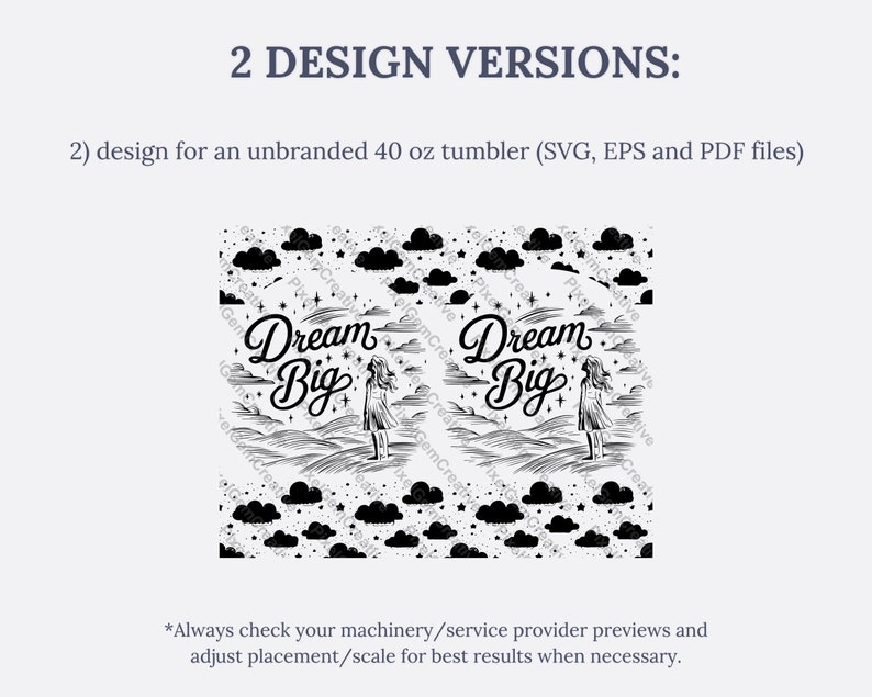 Stanley 40oz Tumbler Wrap SVG: Dream Big Girl Laser Design (commercial ...