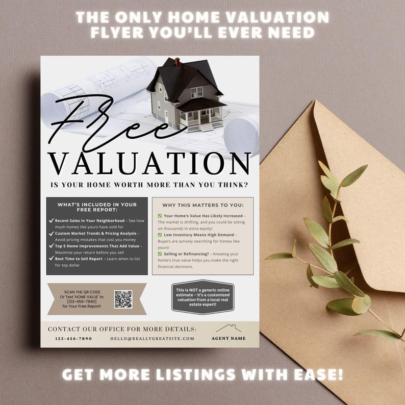 Realtor Home Valuation Flyer: Real Estate Marketing Template (canva) - Etsy