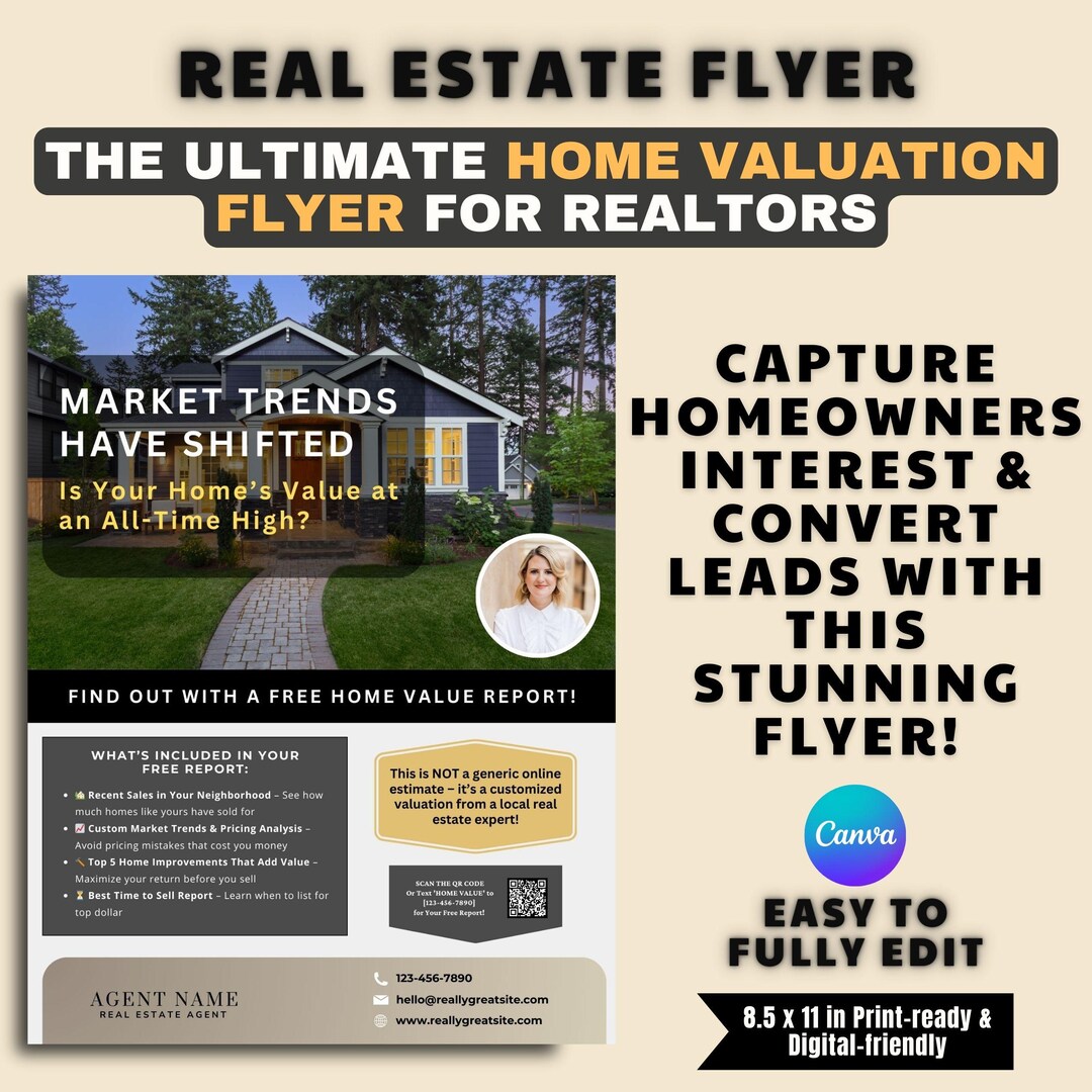 Real Estate Marketing Flyer Realtor Flyer Home Valuation Postcard Real ...