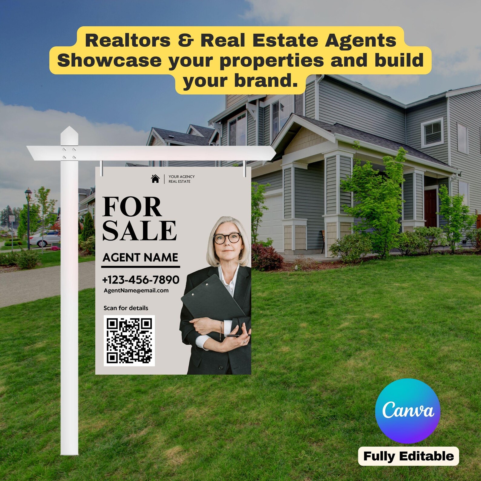 Real Estate Yard Sign Template 18x24 Realtor Yard Sign 24x30 House for ...