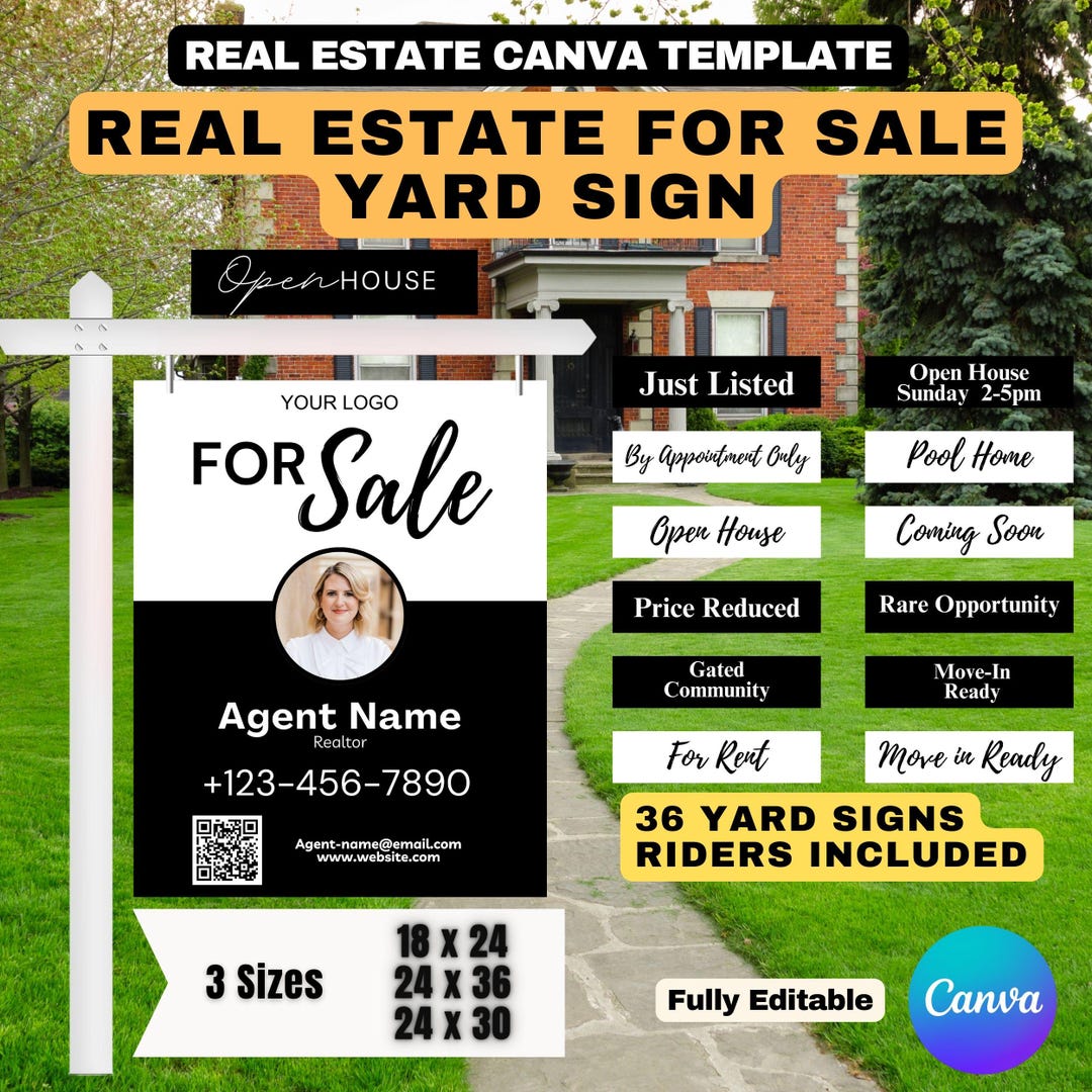 Realtor Yard Sign Real Estate Yard Sign Template House for Sale Yard ...