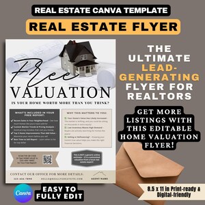 Realtor Home Valuation Flyer: Real Estate Marketing Template (canva) - Etsy