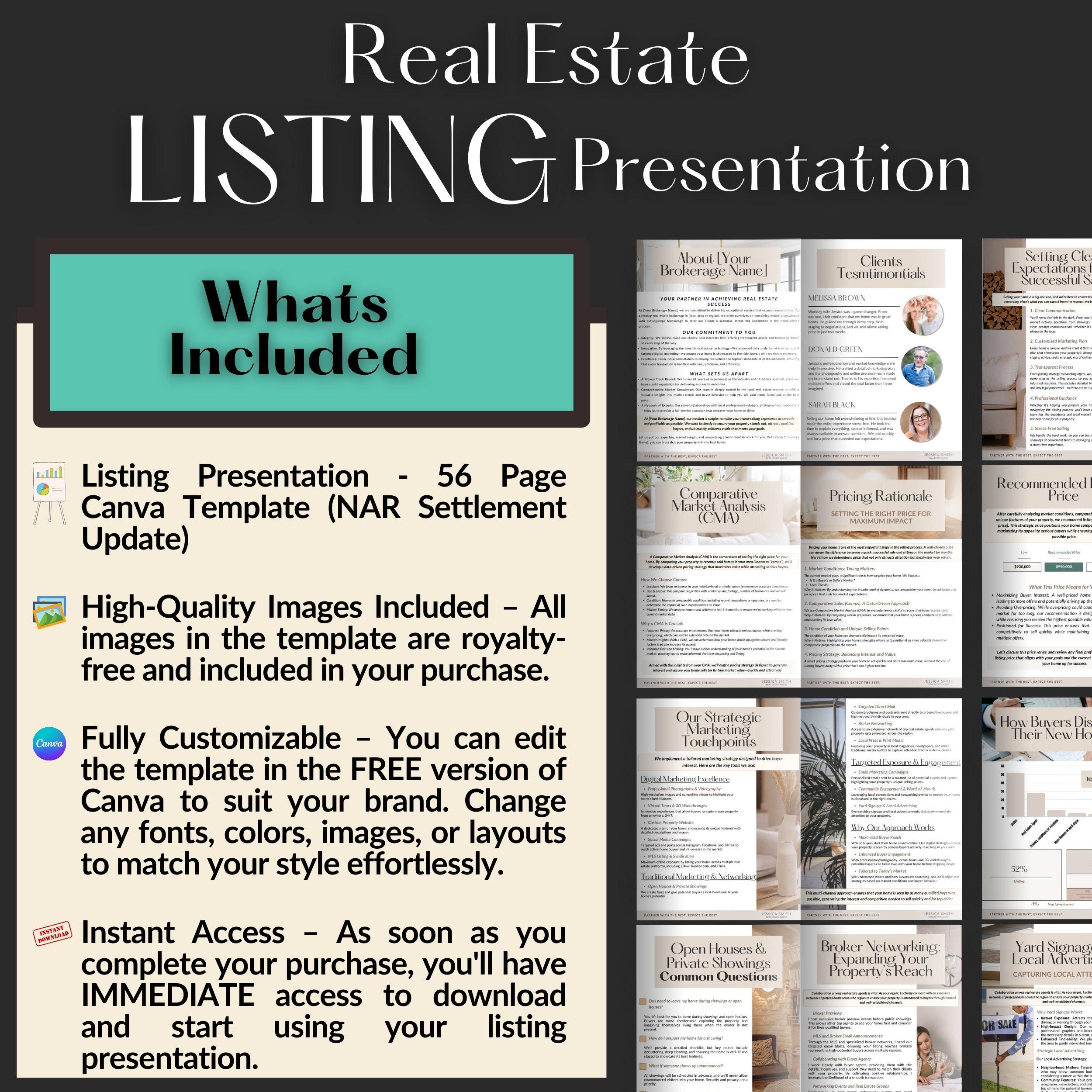 Listing Presentation Real Estate Template NAR Update Seller ...