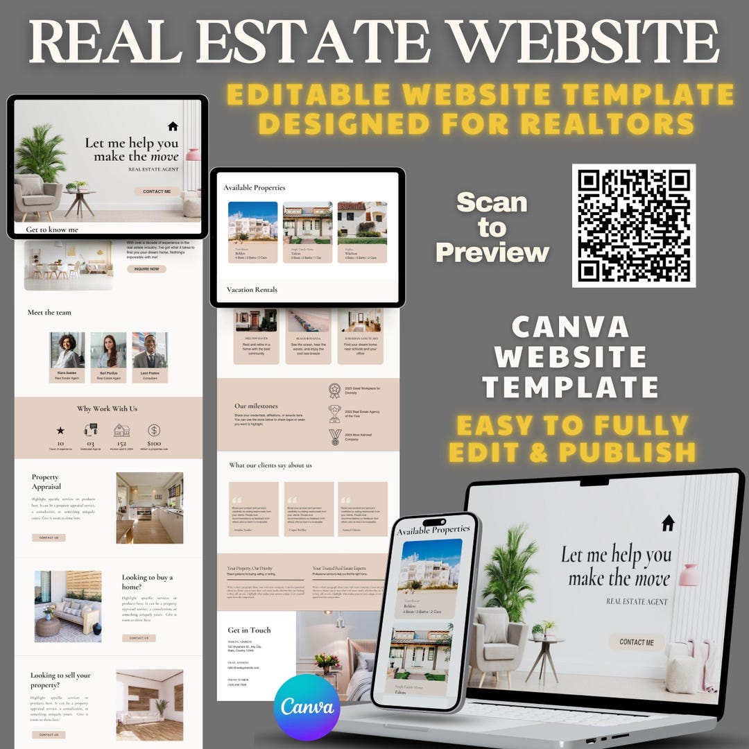 Real Estate Agent Website Template Canva Realtor Website Luxury Real ...