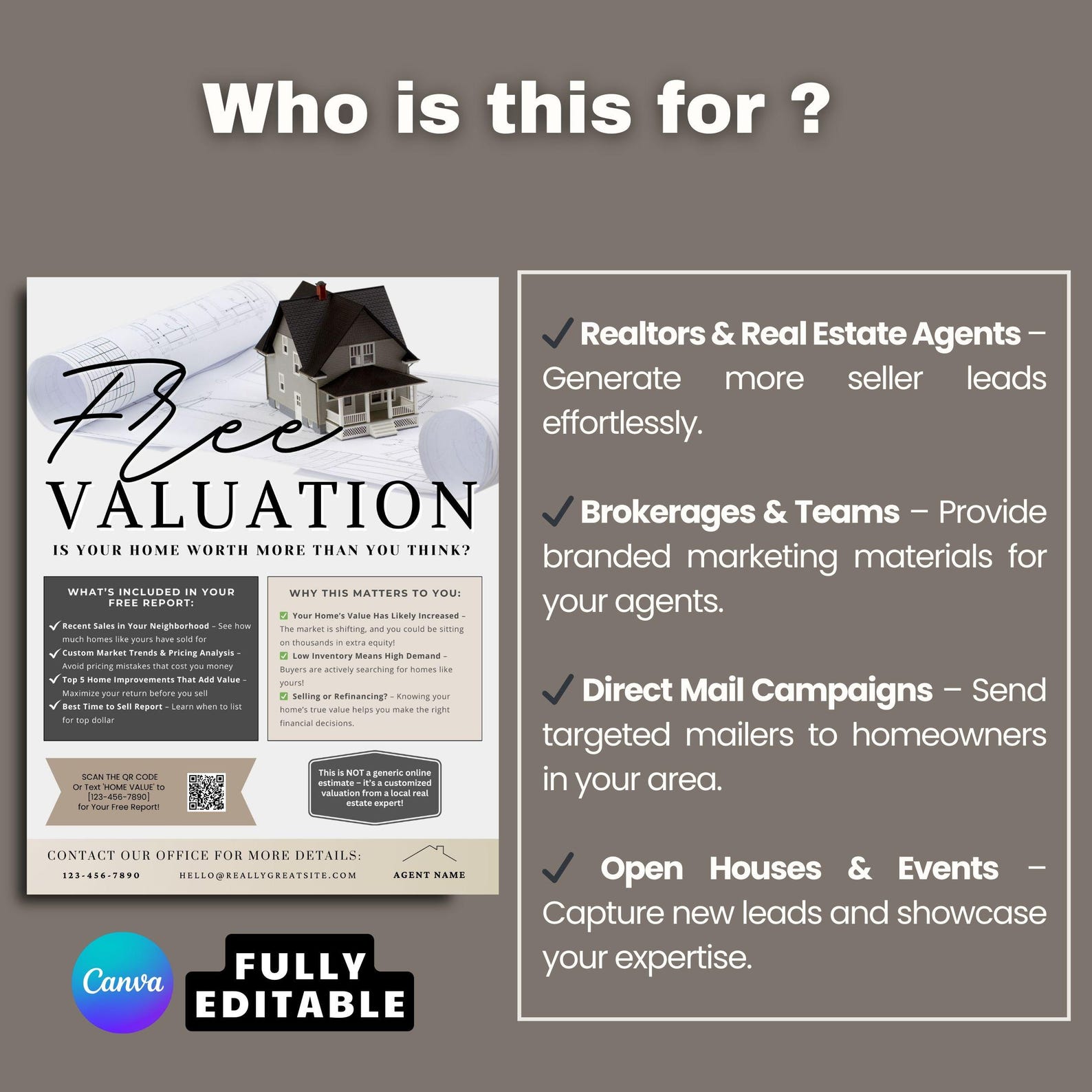 Realtor Home Valuation Flyer: Real Estate Marketing Template (canva) - Etsy