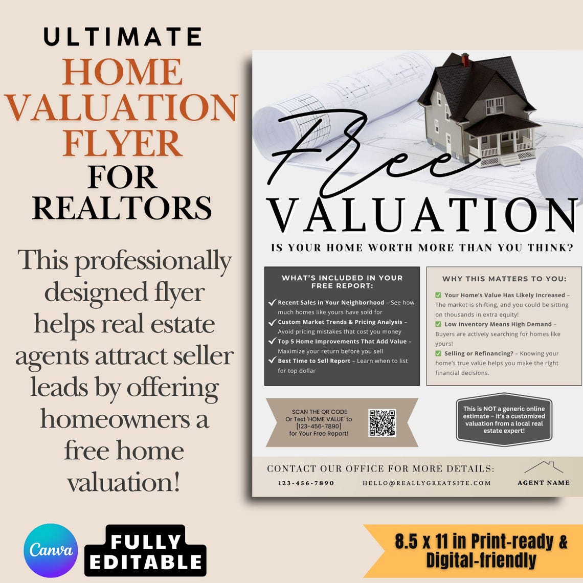 Realtor Home Valuation Flyer: Real Estate Marketing Template (canva) - Etsy