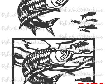 DXF CNC Plasma Laser Cut Ready Vector Tuna School Bait Fish Ocean ...