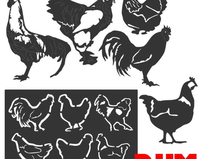 Chicken Chickens Dxf Svg Files Plasma Cutting CNC Laser Metal Art Water ...