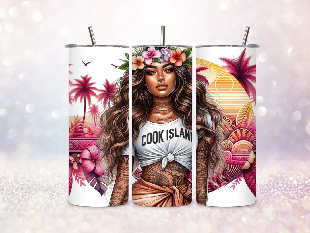 20oz Tumbler Wrap, Sublimation, Png, Tattoo Girl, Cook Island, Floral ...