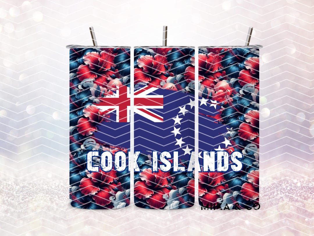 20oz Tumbler Wrap, Sublimation, Png, Cook Islands, Polynesian, Flowers ...