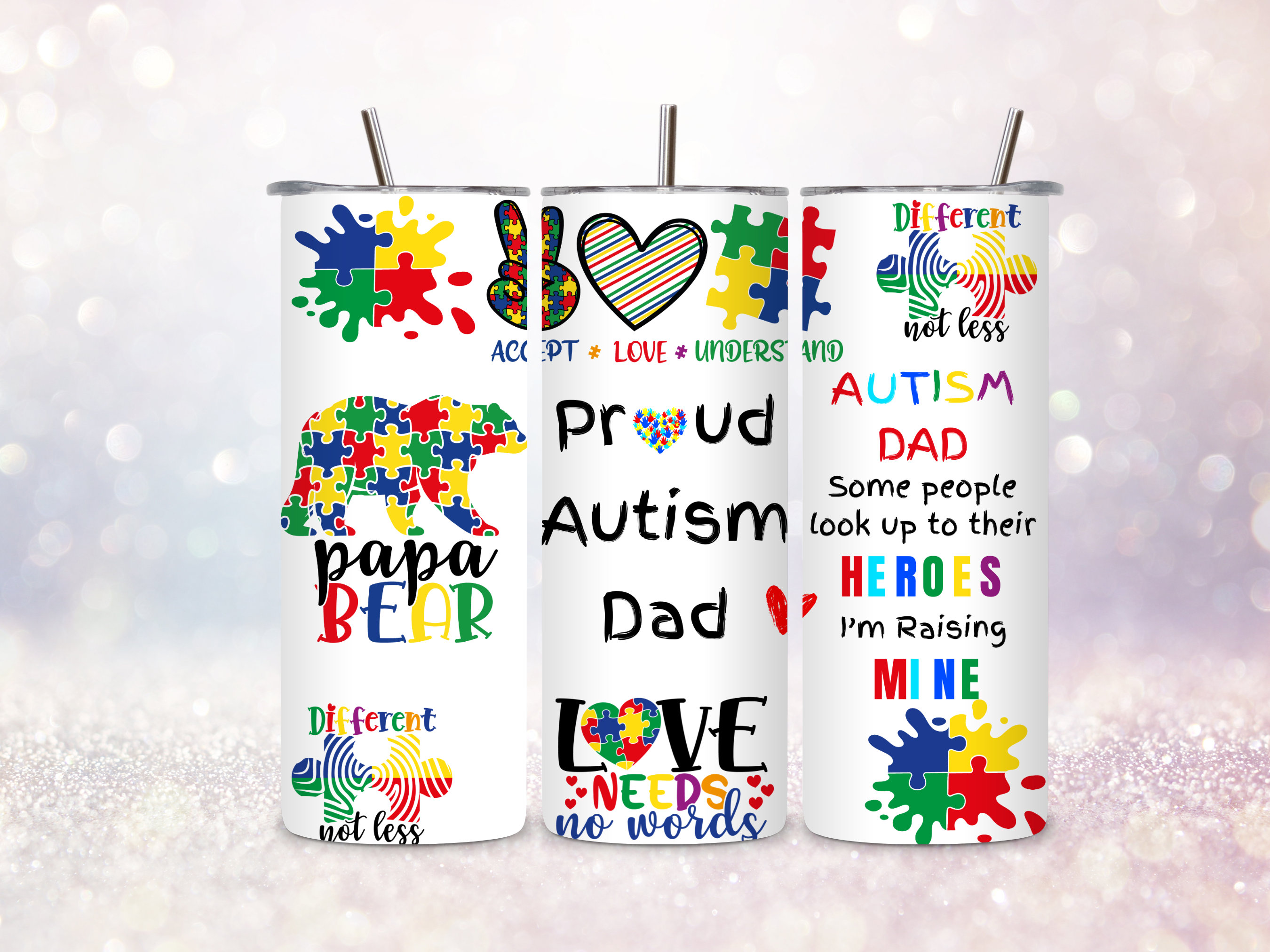 20 Oz Tumbler Wrap, Sublimation, Png, Autism, Autism Awareness, Autism ...