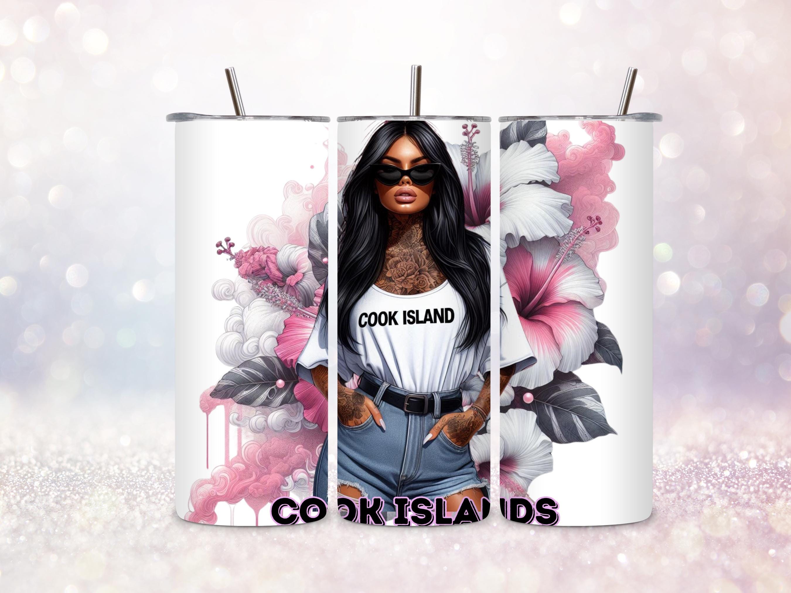 20oz Tumbler Wrap, Sublimation, Png, Tattoo Girl, Cook Islands, Floral ...